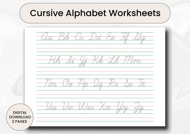 Cursive Alphabet Tracing Worksheets: Handwriting Practice (digital Download) - Etsy