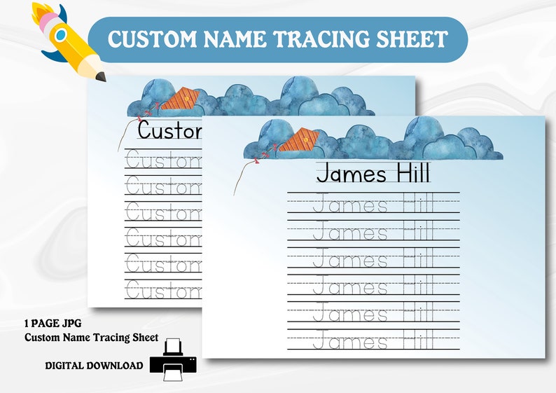 Custom Educational Tracing Sheet, Personalized Trace Name Worksheet ...
