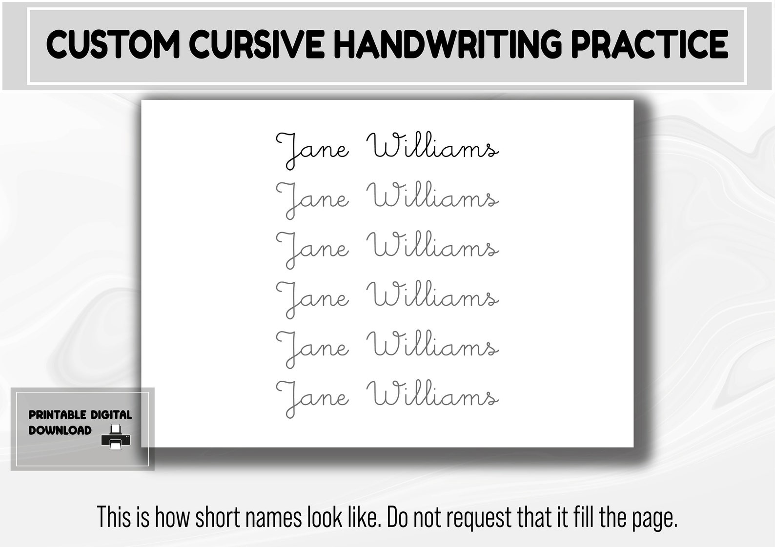 Custom Cursive Name Tracing Worksheet: Handwriting Practice (digital ...