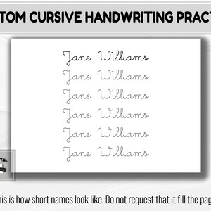 Custom Cursive Name Tracing Worksheet: Handwriting Practice (digital ...
