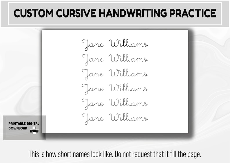 Custom Cursive Name Tracing Worksheet: Handwriting Practice (digital ...