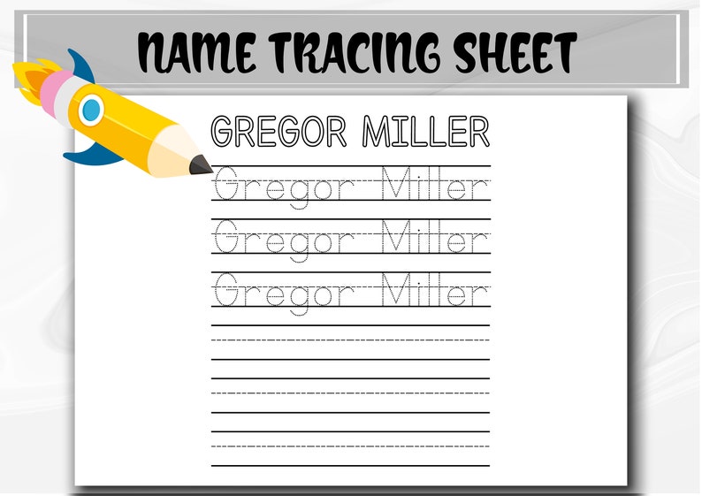Personalized Name Tracing Sheet for Preschool, Custom Learn to Write ...