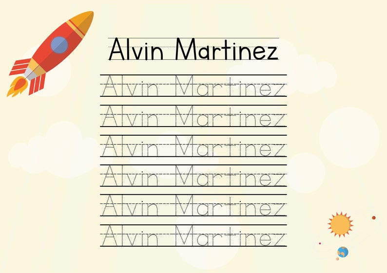 Personalized Name Tracing Worksheet, Preschool Writing Activity Page ...