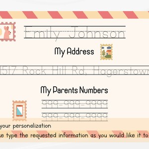 Learning to Write Their Names, Addresses, and Phone Numbers Worksheet ...
