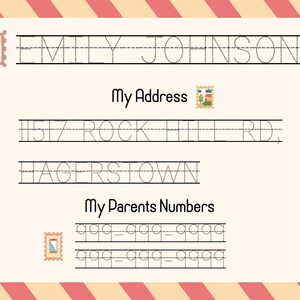 Personalized Name Tracing Worksheet: Address & Phone Number (digital ...