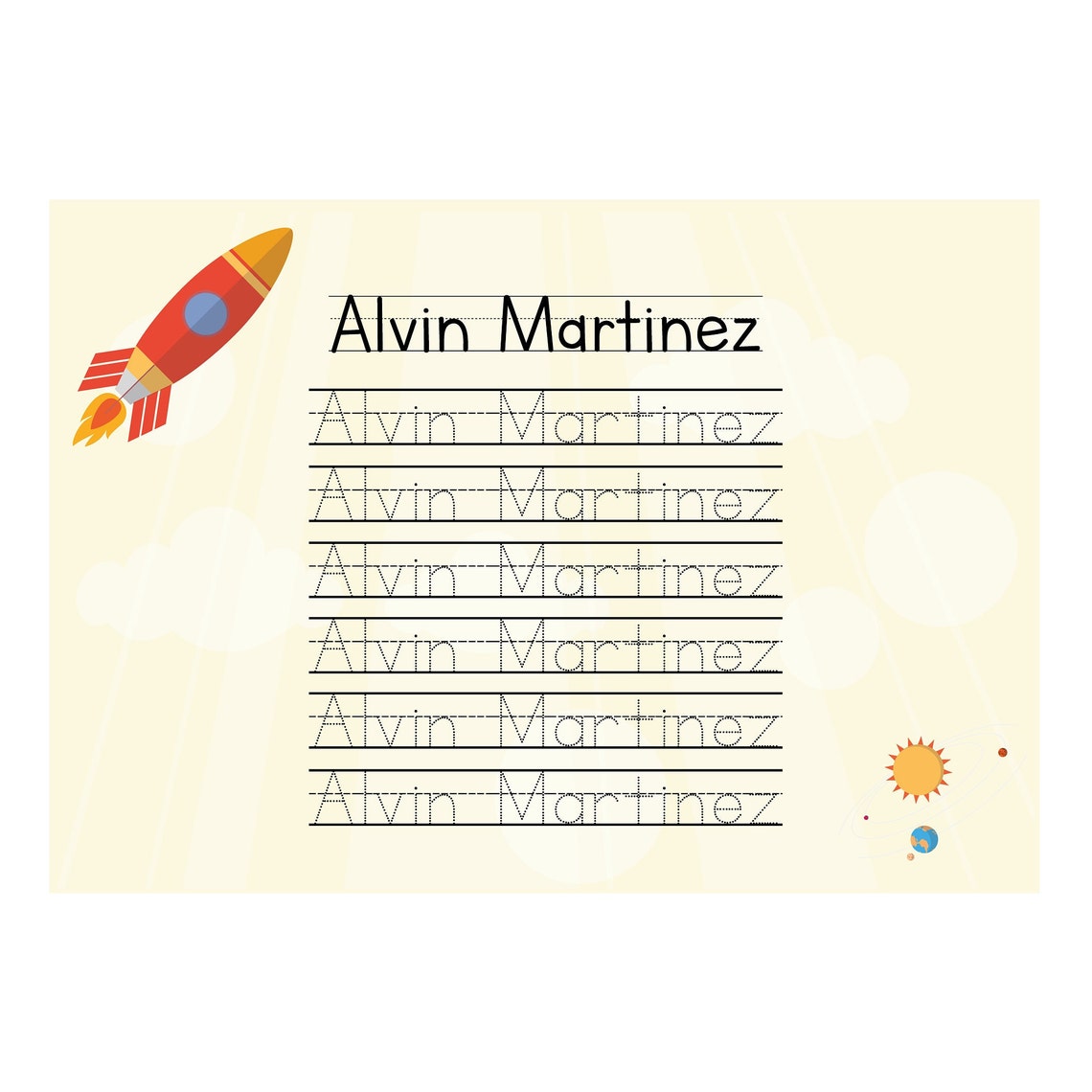 Personalized Name Tracing Worksheet, Preschool Writing Activity Page ...