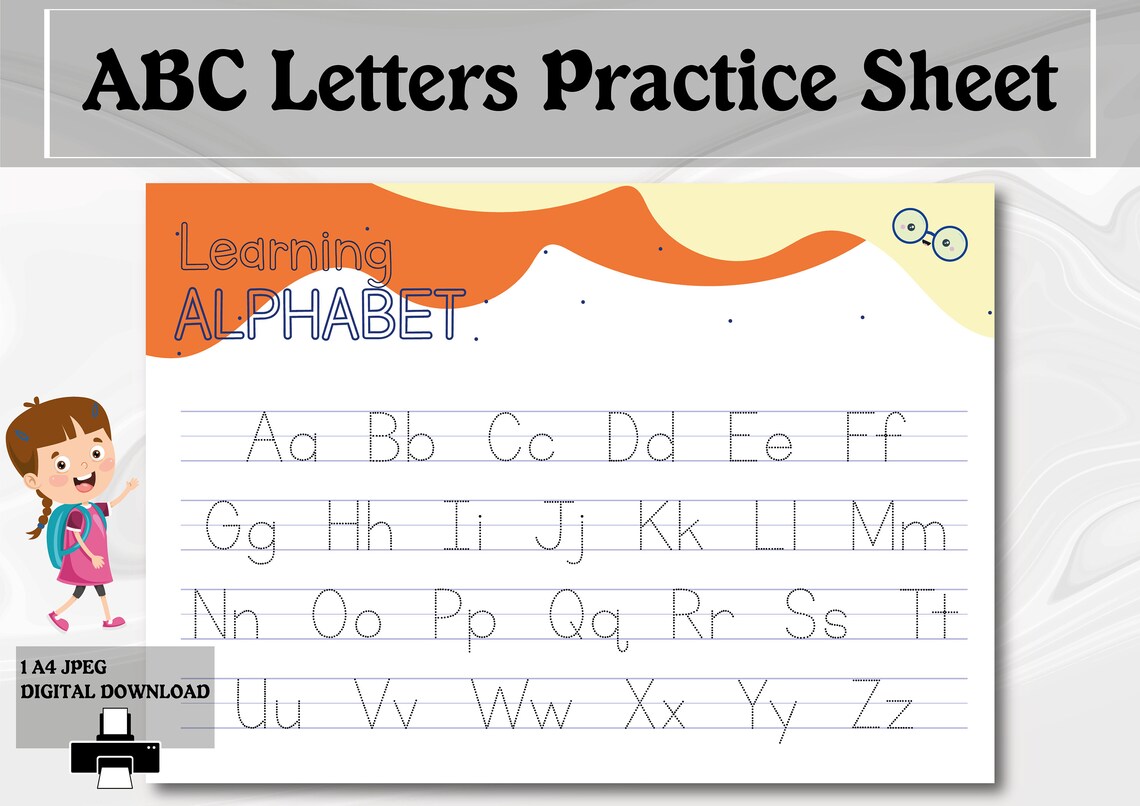 Printable Alphabet Tracing Sheet, Preschool Learning Activity Page, ABC ...