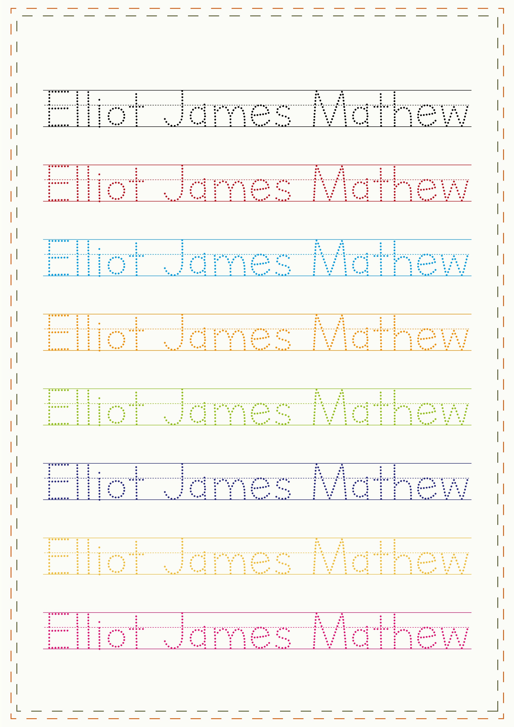 Custom Name Trace Practice Educational Preschool Worksheet Printable ...