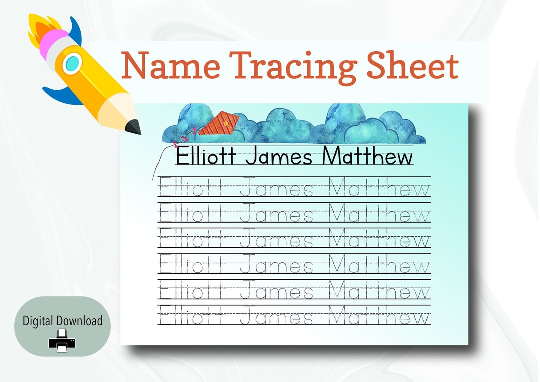 Custom Educational Tracing Sheet Personalized Trace Name - Etsy