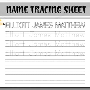 Personalized Name Tracing Sheet for Preschool, Custom Learn to Write ...