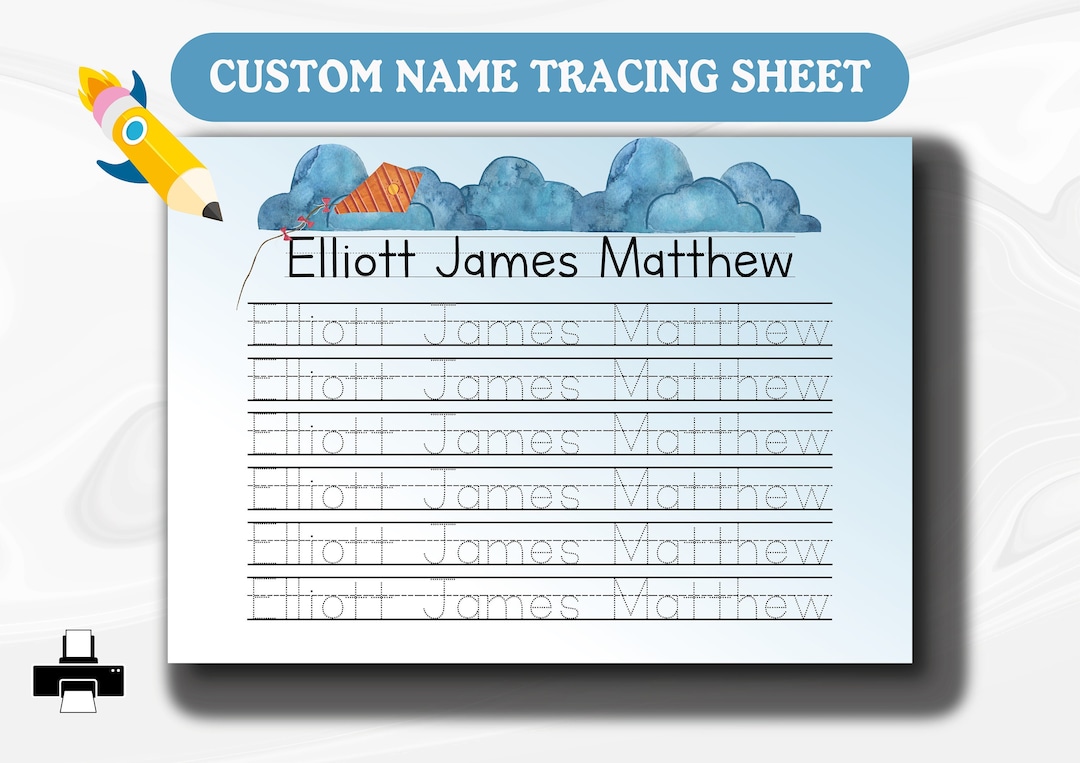 Custom Educational Tracing Sheet, Personalized Trace Name Worksheet ...