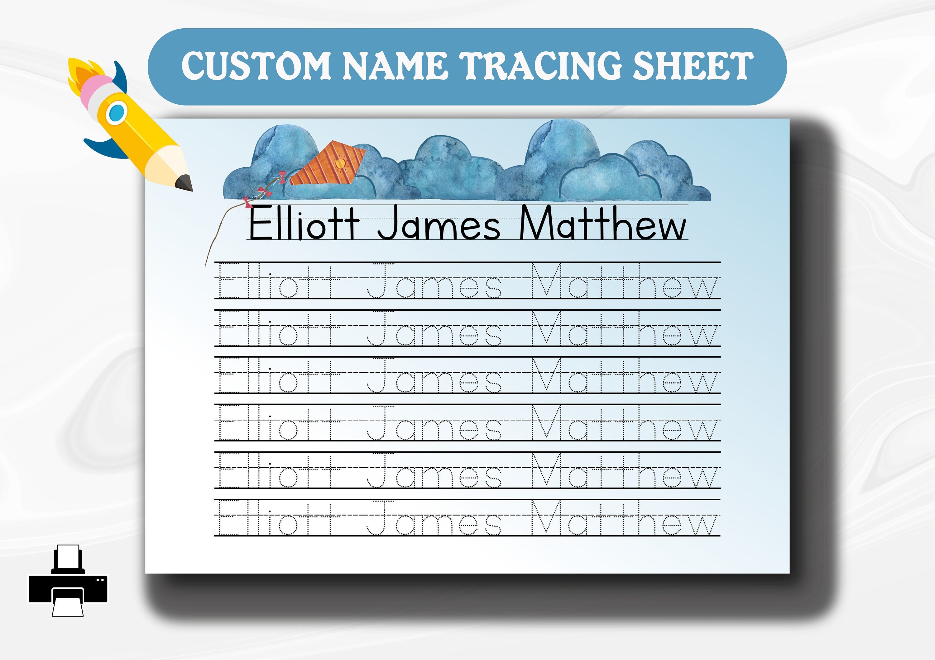 Custom Educational Tracing Sheet, Personalized Trace Name Worksheet ...