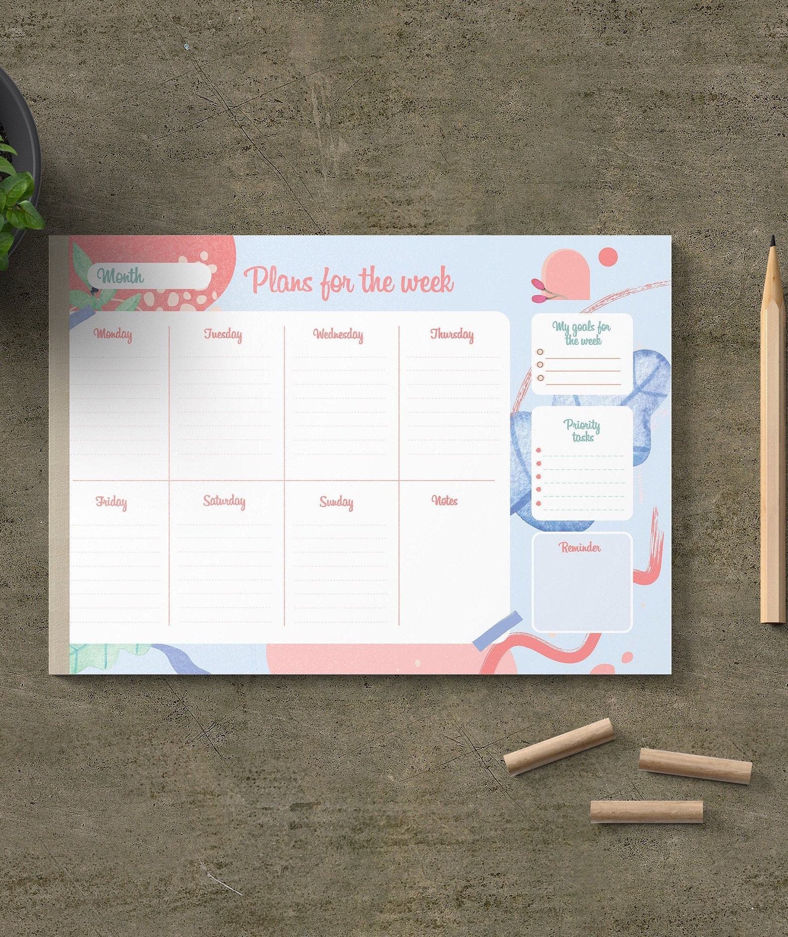 Printable Digital Weekly Planner Plans for the Week Sheet - Etsy