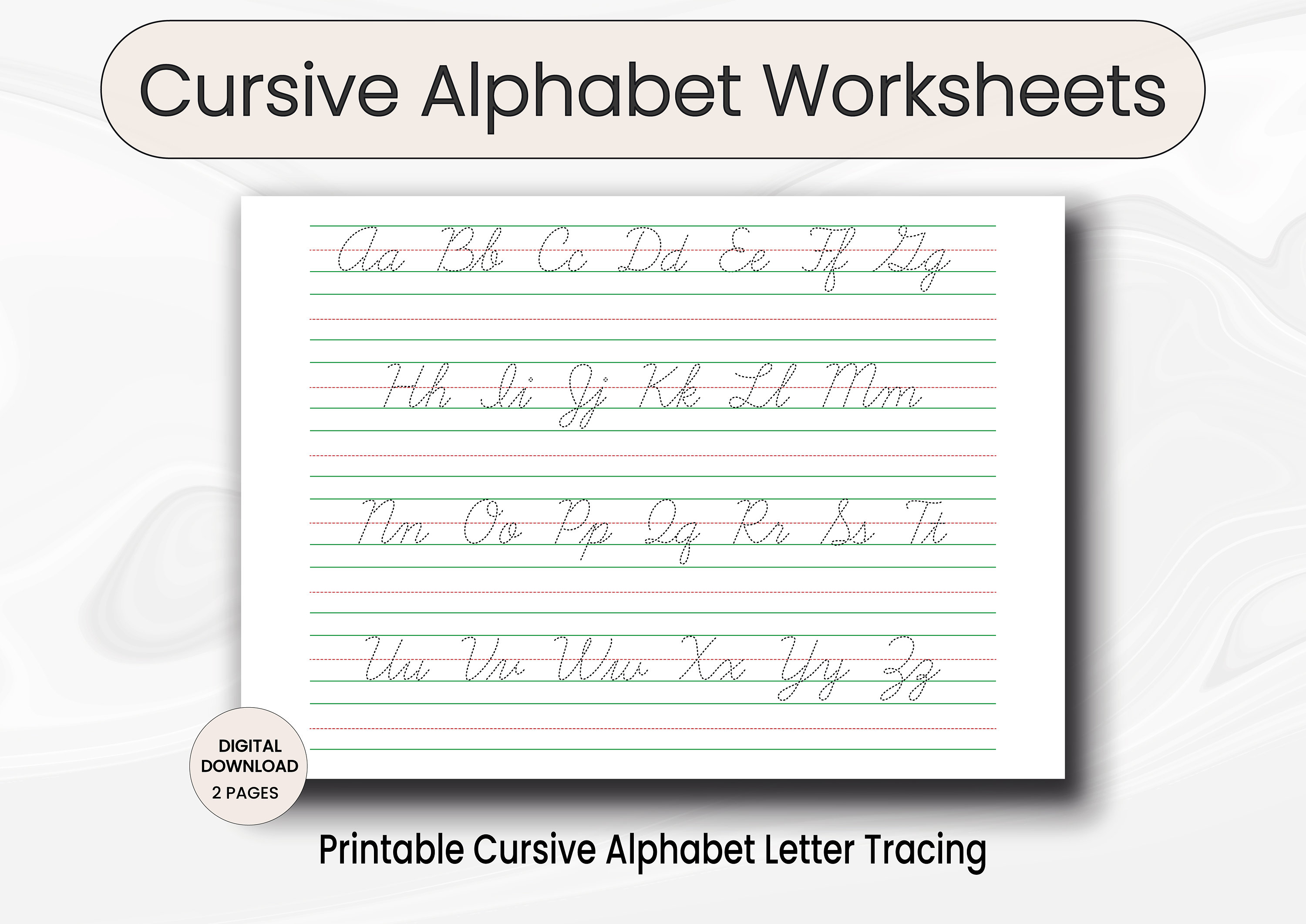 Cursive Alphabet Letters Tracing Printables