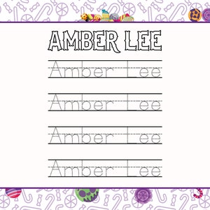 Custom Name Tracing Sheet, Halloween Themed Printable Name Writing ...