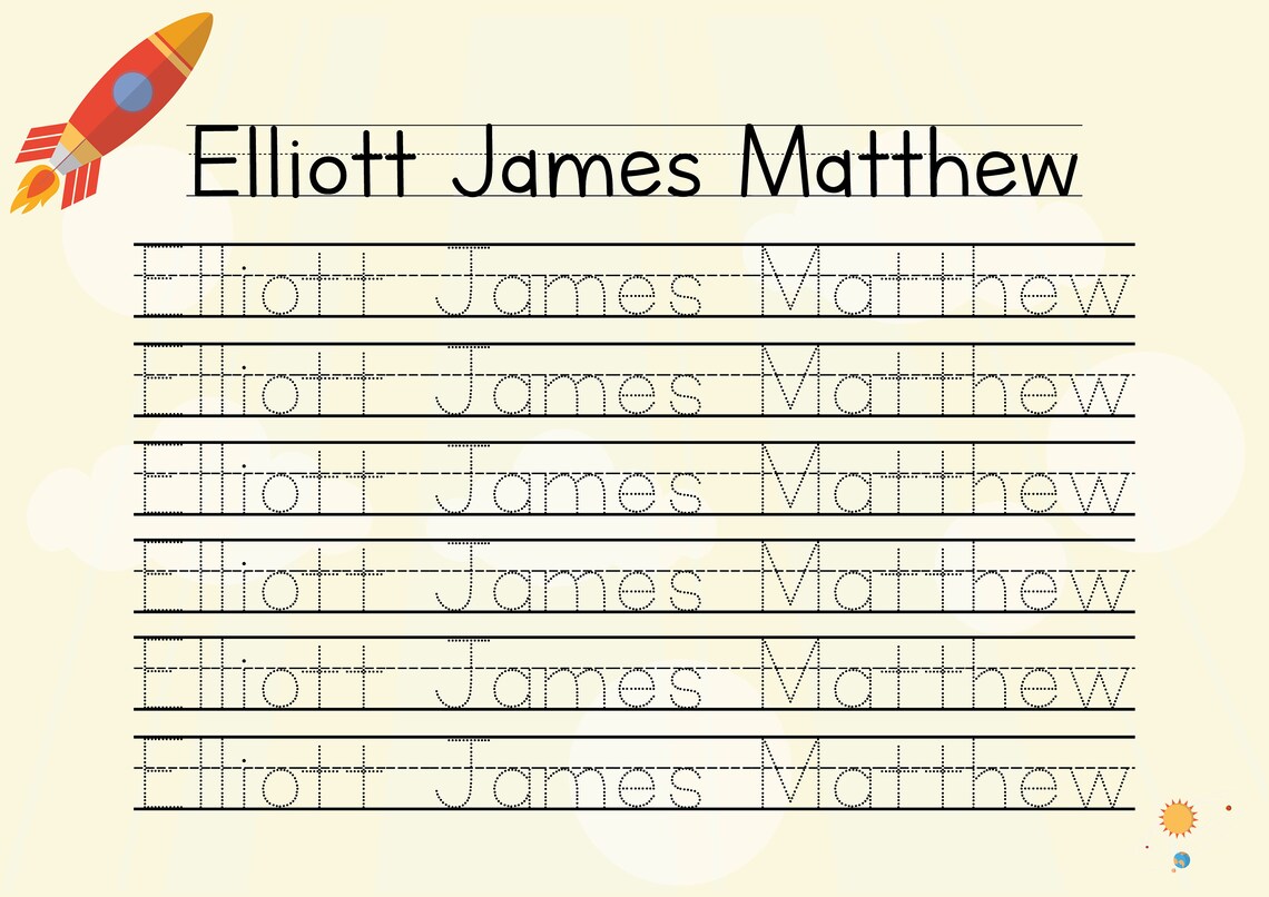 Personalized Name Tracing Worksheet, Preschool Writing Activity Page ...