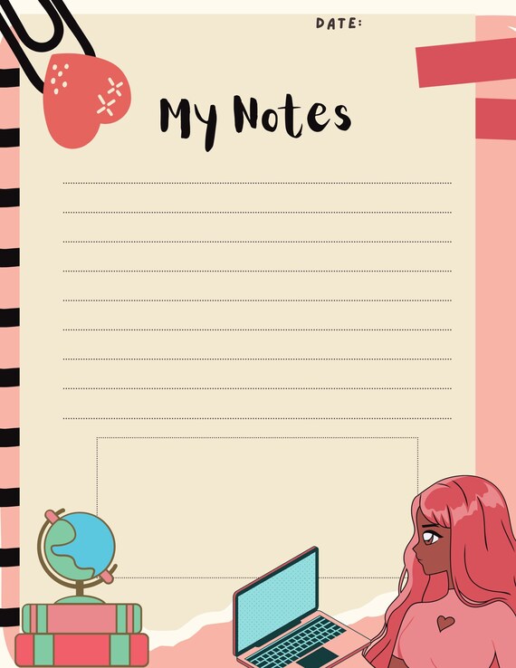 My Notes Digital Notes Printable | Etsy