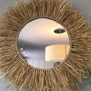 Handmade Round Raffia Mirror, Wall Art, Homedecor , Gift , Mothers Day ...