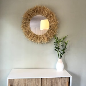 Handmade Round Raffia Mirror, Wall Art, Homedecor , Gift , Mothers Day ...