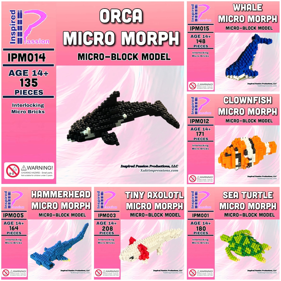 Water Creatures Micro Models, Orca, Whale, Sea Turtle, Clownfish ...