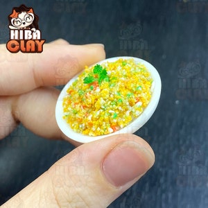 Dollhouse Miniature Polymer Clay Food Mixed Fried Rice Miniature Food ...