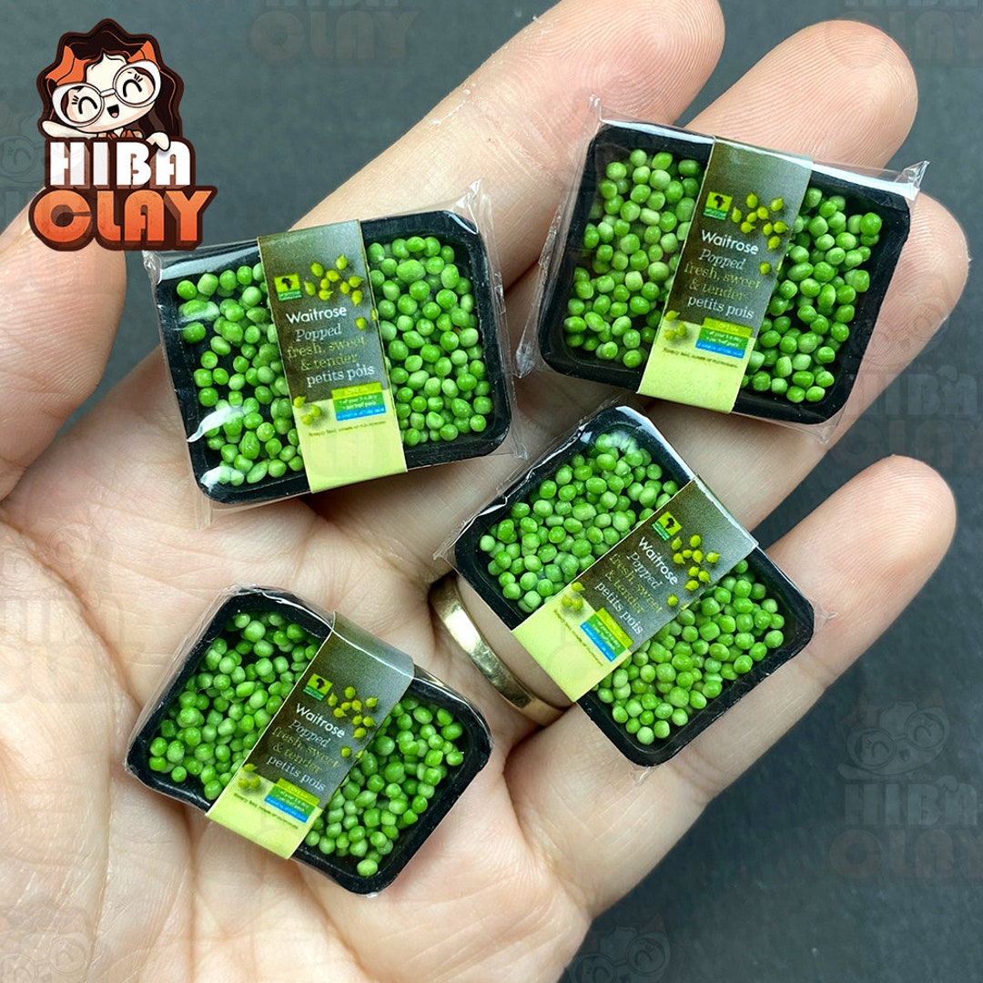 Dollhouse Miniature Polymer Clay Peas Tray, Supermarket Mini Food for 1 ...