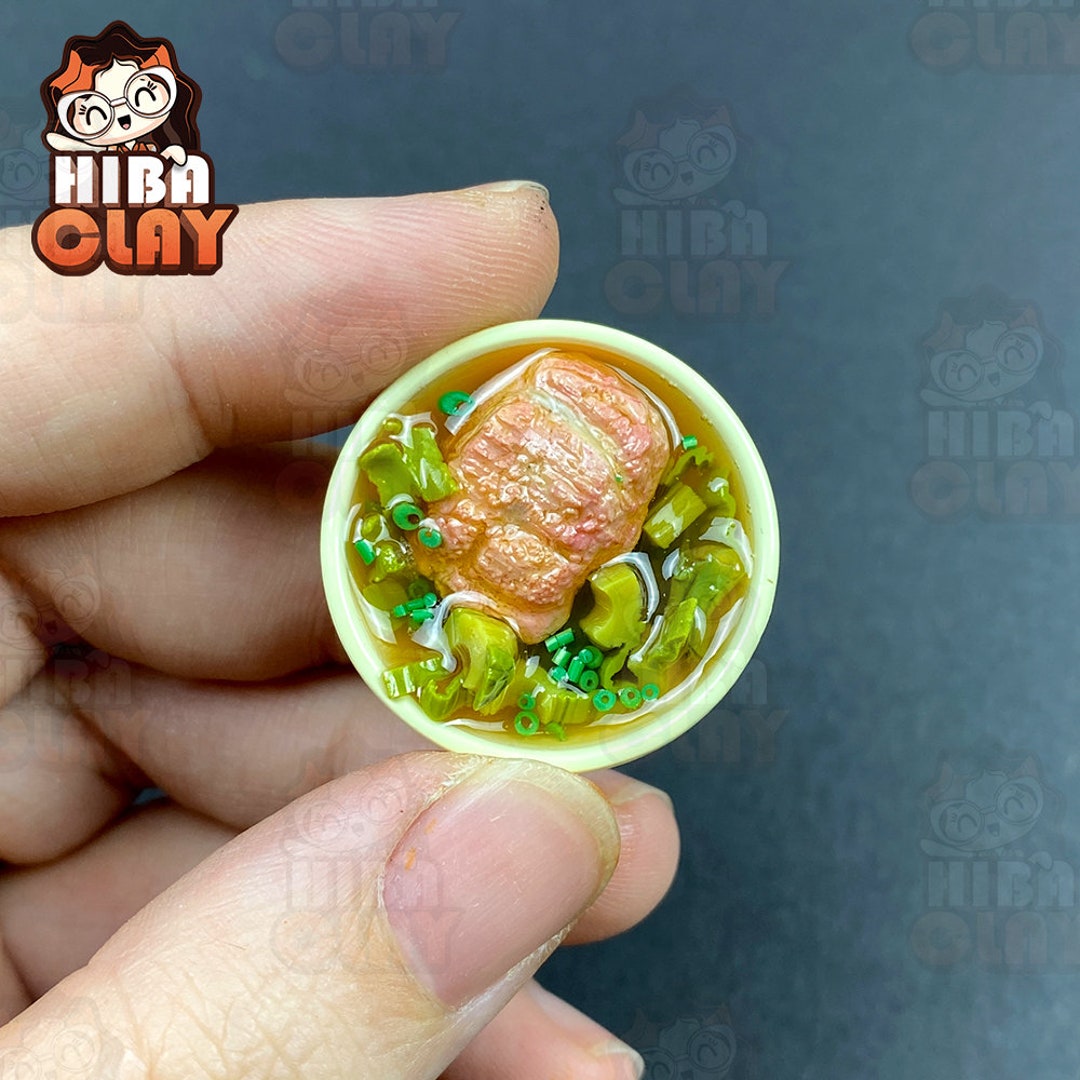 Dollhouse Miniature Polymer Clay Food Rib Soup With Pickles Mini Food ...