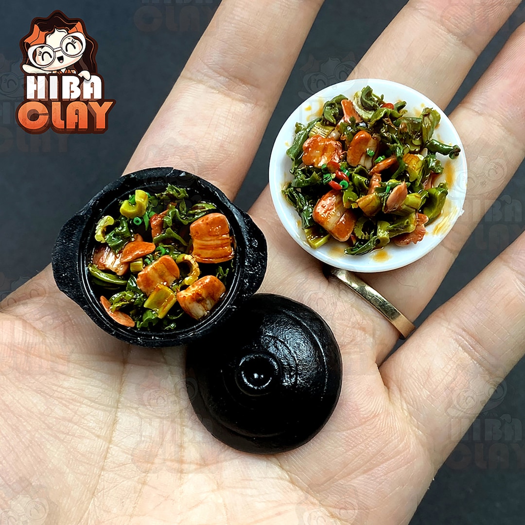 Dollhouse Miniature Polymer Clay Food Braised Meat With Pickles Mini ...