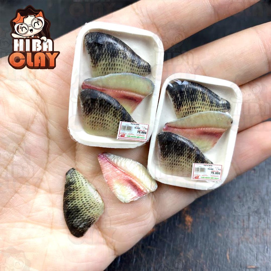 Dollhouse Miniature Tilapia Fillet Tray, Polymer Clay Fish Food, 1:6 ...