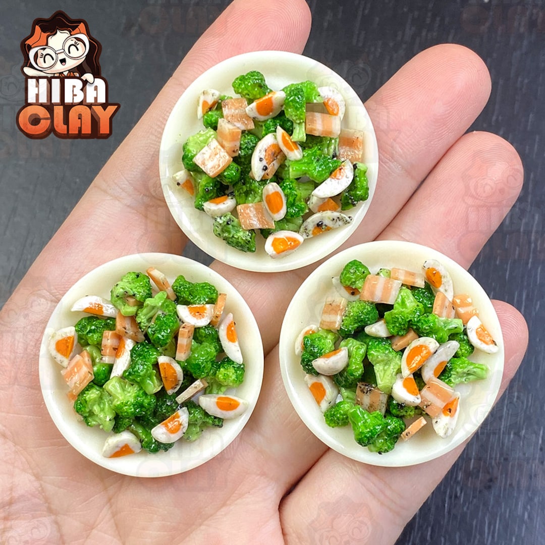 Dollhouse Miniature Broccoli Salad: Polymer Clay Food Model (1/12, 1/8 ...
