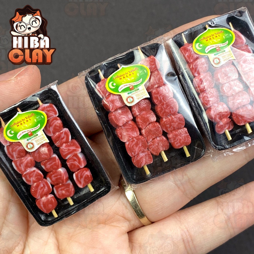 Dollhouse Miniature Polymer Clay Meat Skewers Food, Handmade Mini Food ...