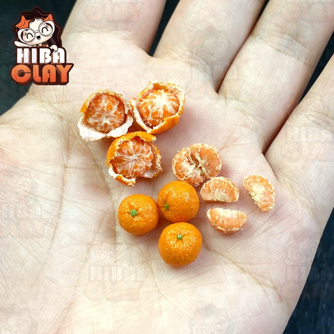 Dollhouse Miniature Tangerine Handmade Polymer Clay Food Realistic Mini ...