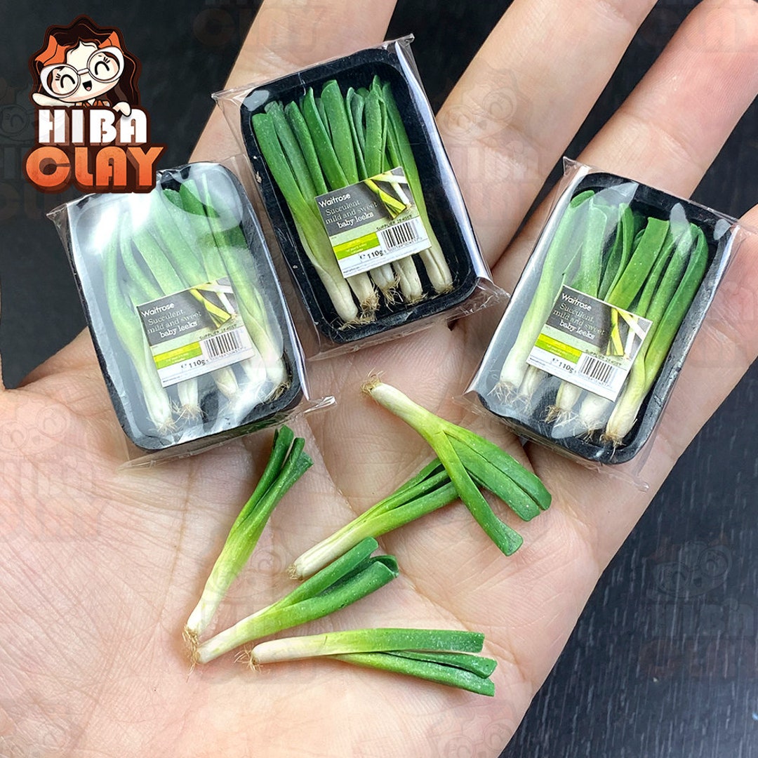 Dollhouse Miniature Leek Polymer Clay Food, Mini Vegetable Model for ...