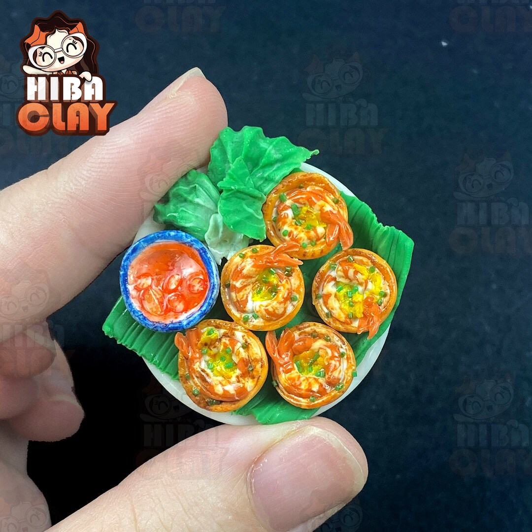 Dollhouse Miniature Polymer Clay Food Mini Shrimp Pancakes, Mini Food ...