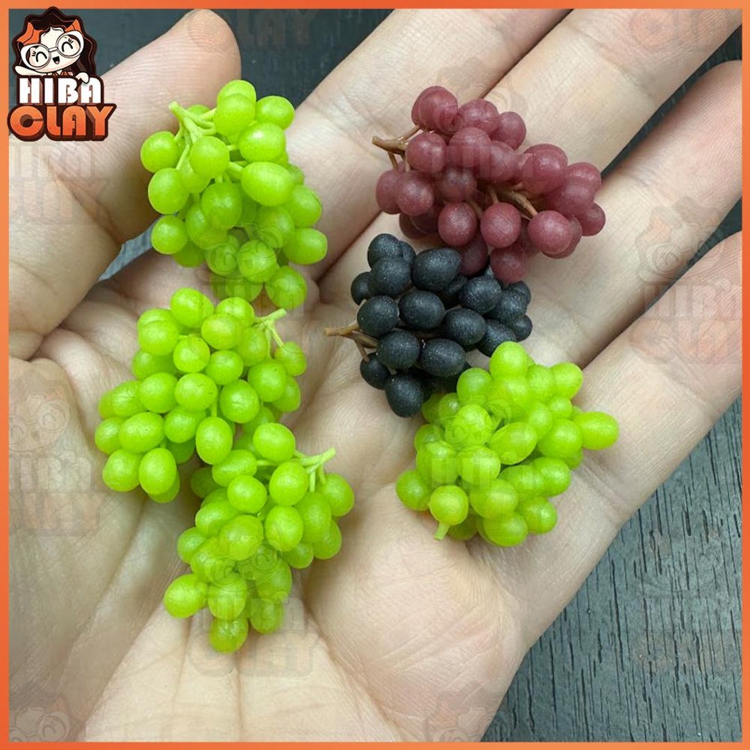Miniature Polymer Clay Grapes Dollhouse Food Realistic Mini Fruit Food ...
