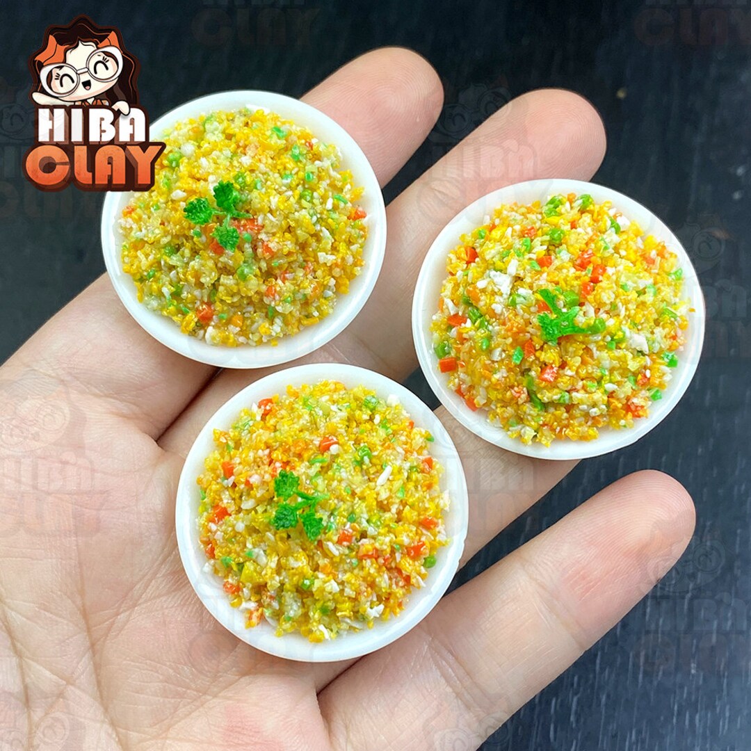 Dollhouse Miniature Polymer Clay Food Mixed Fried Rice Miniature Food ...