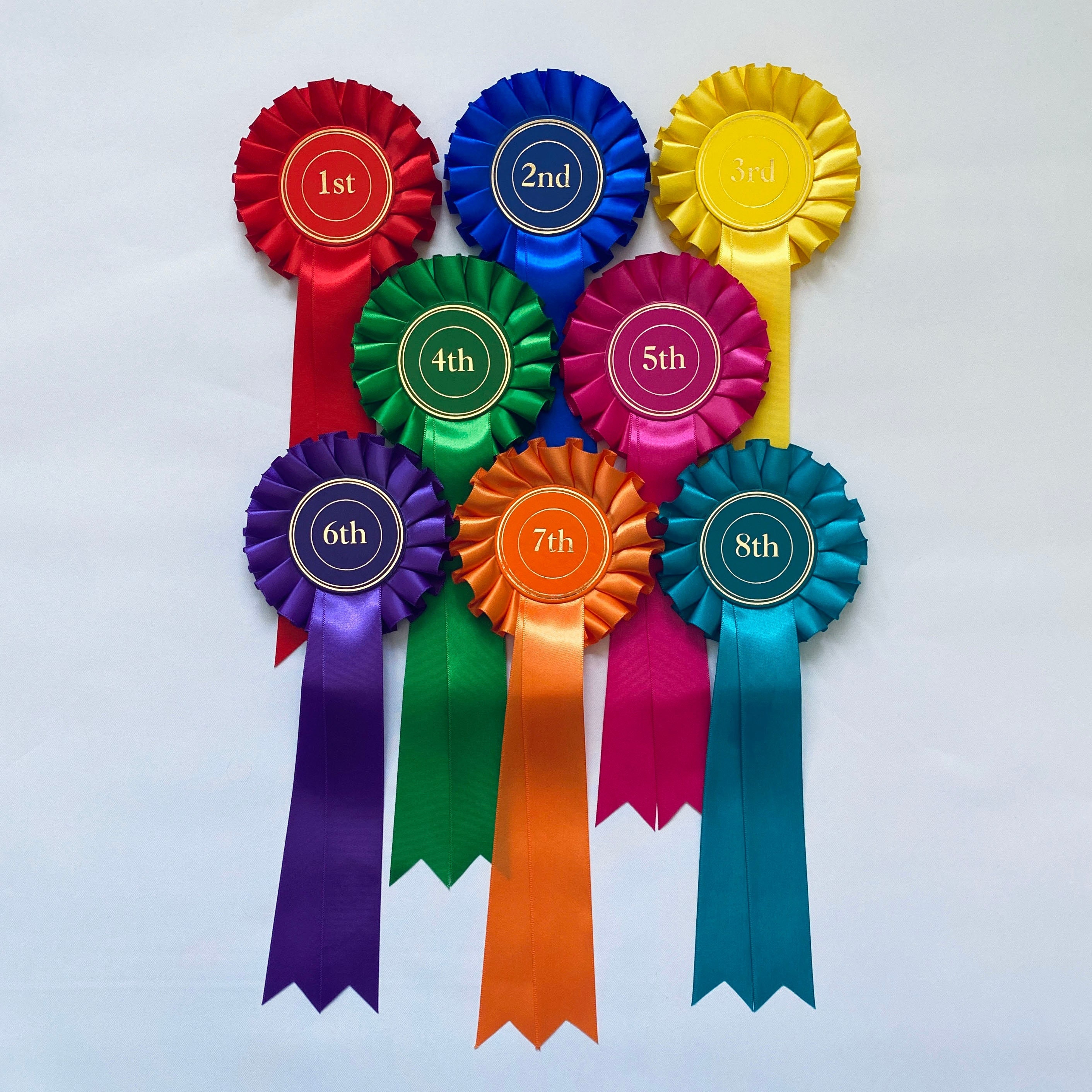 Rosettes Stock Ribbon Show Rosettes 1 Tier 1st to 8th Place Set Ideal ...