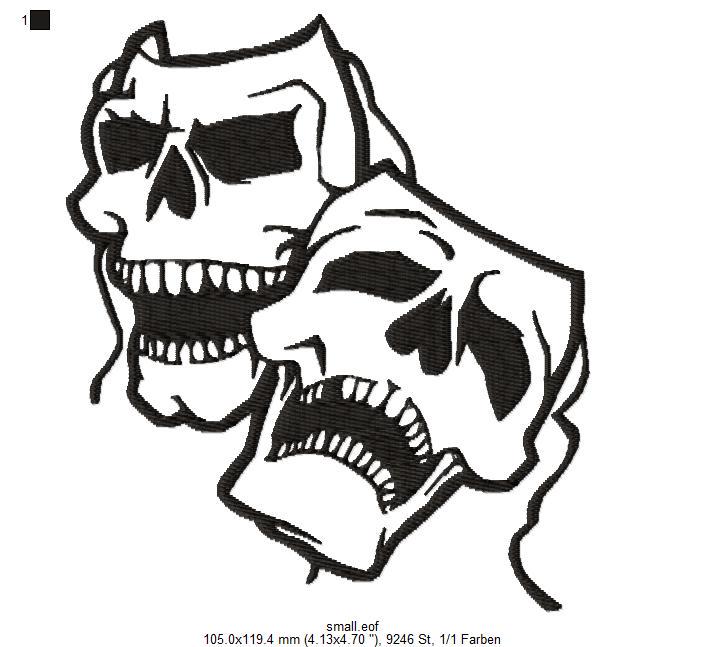 Skull Machine Embroidery Design for Shirt, Bones Embroidery Design ...