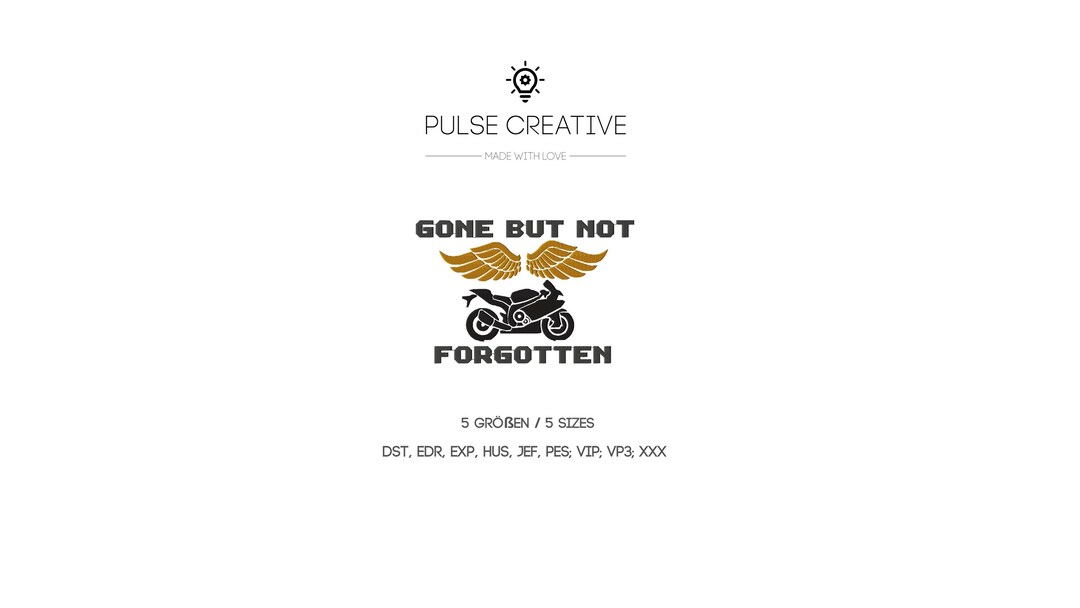 Gone but Not Forgotten Embroidery File – Motorcycle Memorial Design ...