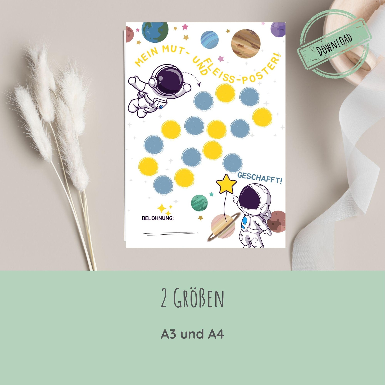 Kids Reward Chart PDF | Printable Star Motivation Poster | Behavior ...