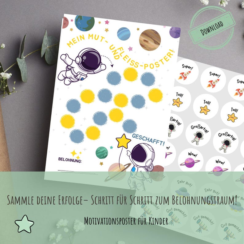 Kids Reward Chart PDF | Printable Star Motivation Poster | Behavior ...