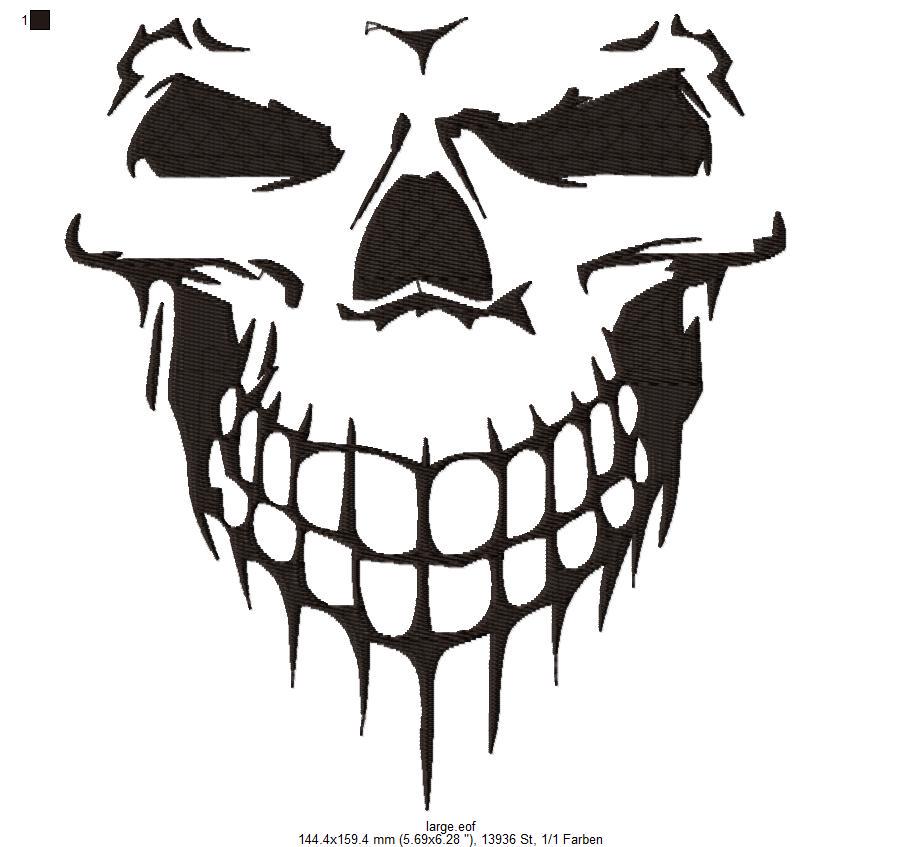 Skull Machine Embroidery Design for Shirt, Bones Embroidery Design ...