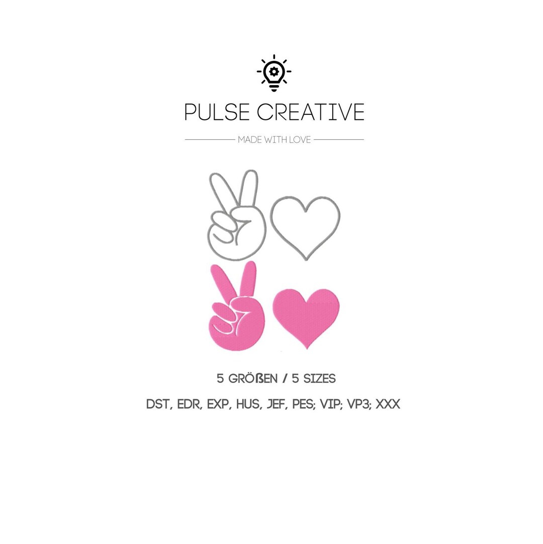 Peace Finger Sign Embroidery Design, Love Machine Embroidery Design ...