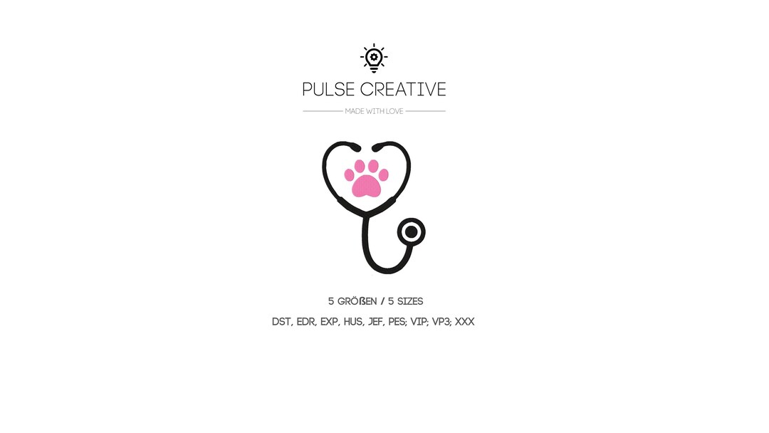 Stethoscope Embroidery Design, Paw Print Embroidery File, Veterinarian ...