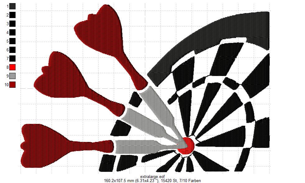 Dartboard Embroidery File – Bullseye With 3 Darts – Sport Machine ...