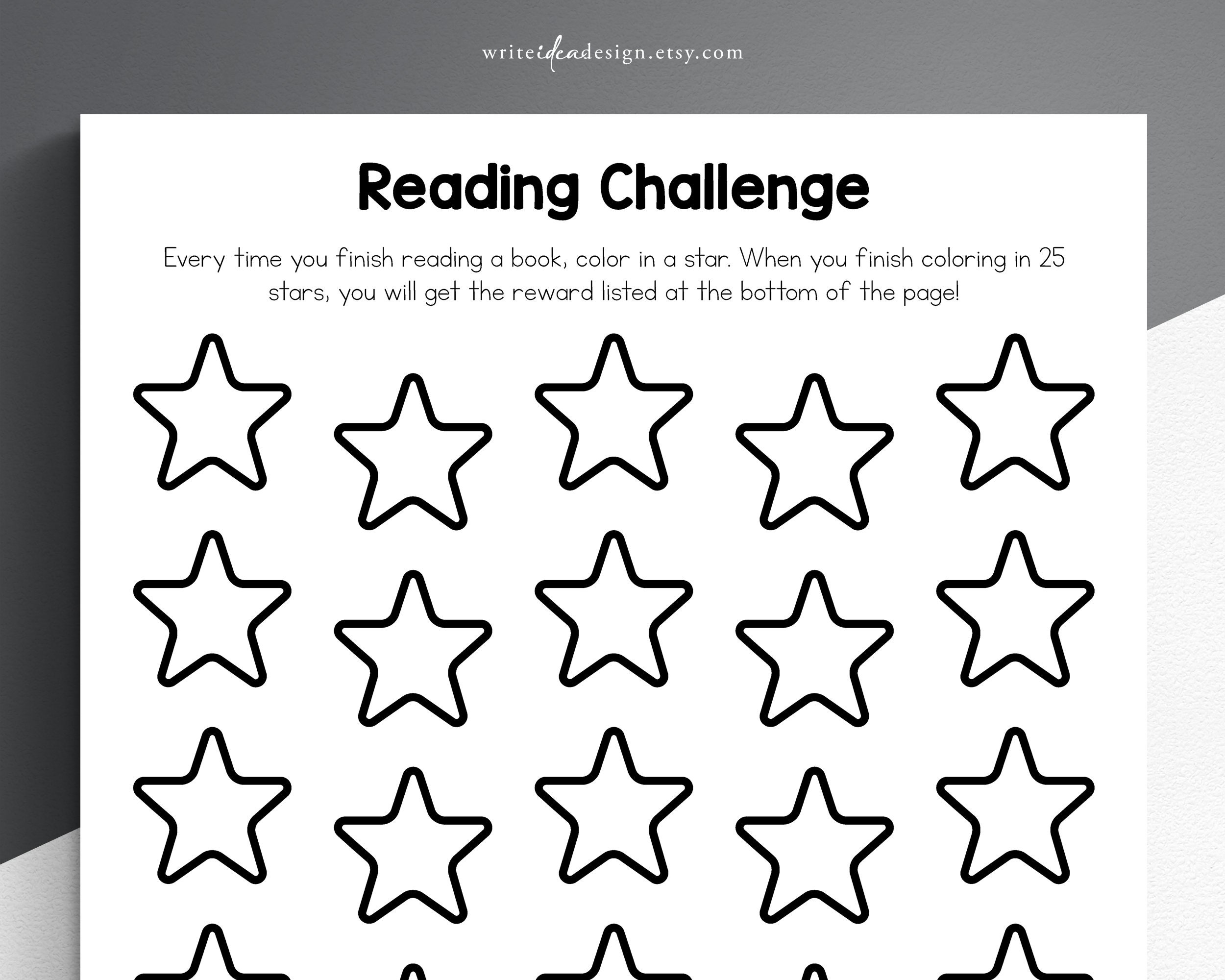 Printable Reading Challenge for Kids: Reading Reward Tracker (PDF) - Etsy