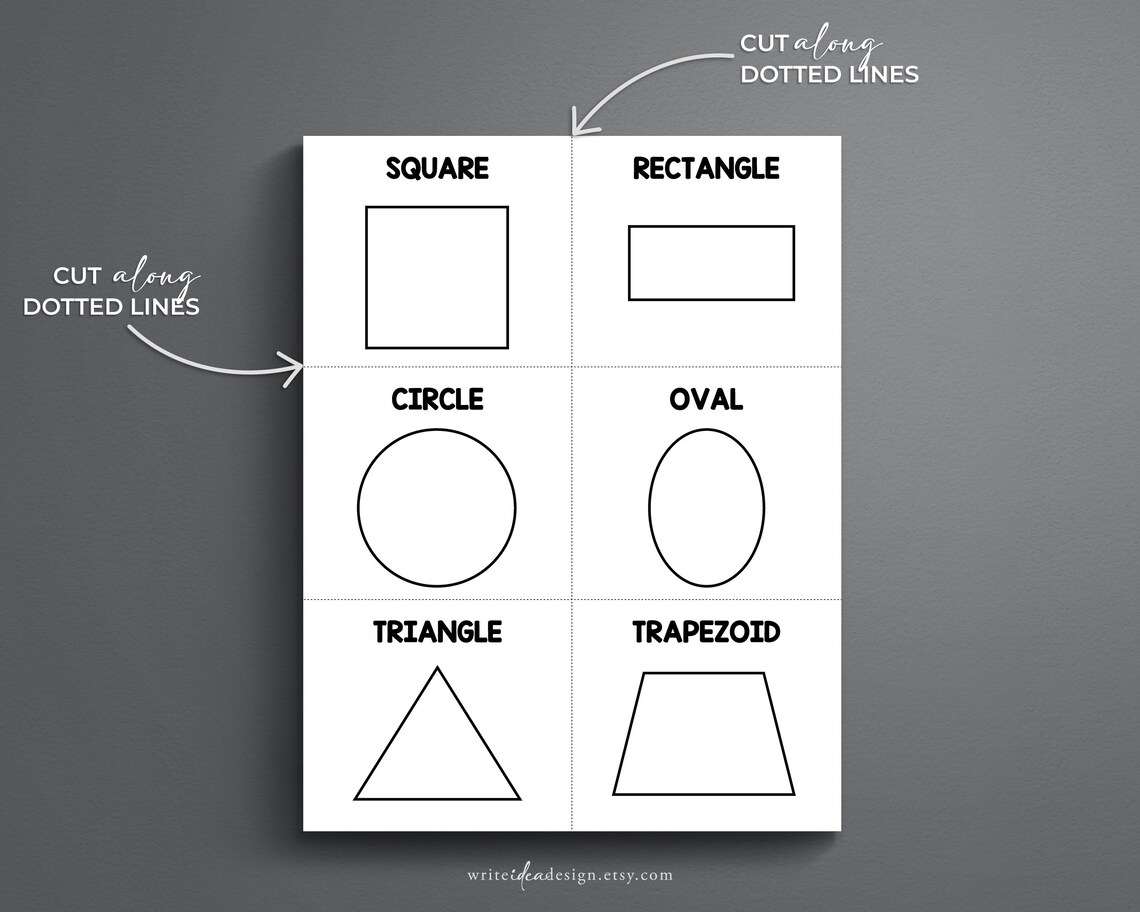 Basic Shapes Flash Cards: Printable Learning Set (PDF) - Etsy