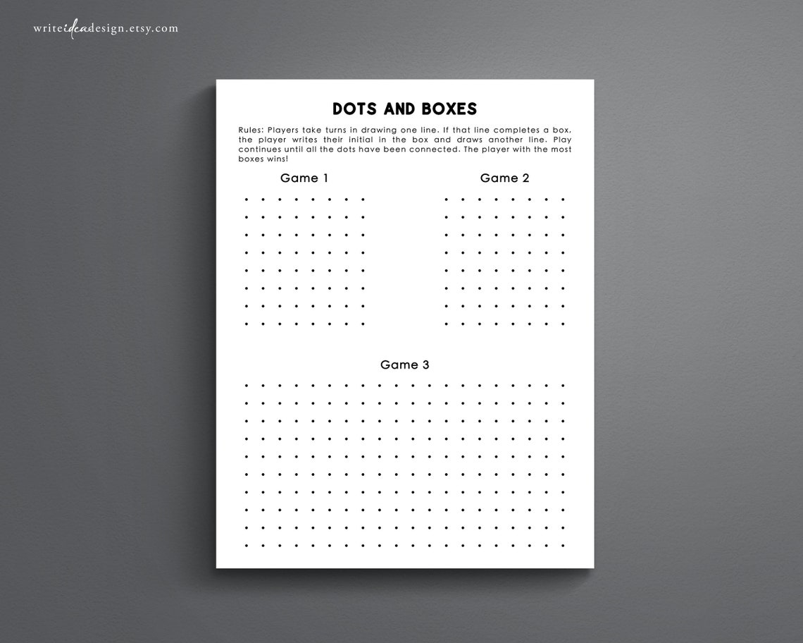 Dots and Boxes Printable Game. Dot Grid Printable Game. Pigs - Etsy