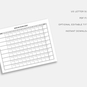 Bowling Score Sheet. Printable Bowling Score Pad. Bowling - Etsy