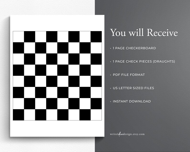 Printable Checkers Game. Printable Board Game. Printable Game. - Etsy ...